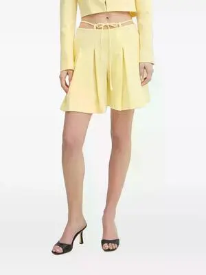 FRACOMINA Pleated Shorts With Front Tie - Yellow