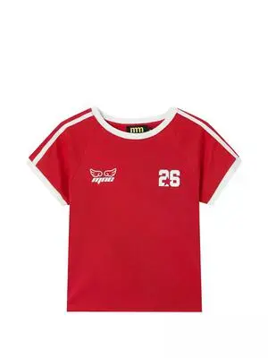 MINI CREAM Logo Print Raglan T-shirt - Red