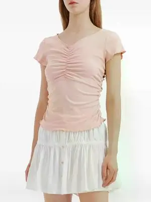B+AB Ruched Lettuce-trim T-shirt