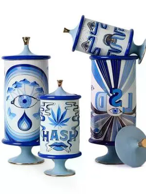 Jonathan Adler Graphic-print Pedestal Canister