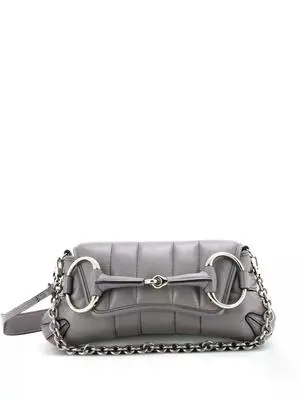 Gucci Horsebit Chain Vertical Quilted Leather Small Shoulder Bag - Grey