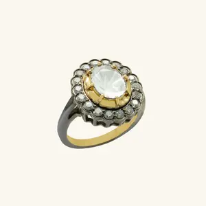 Duniya Tara Halo Ring With Uncut Diamond