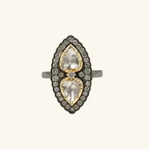Duniya Tara Twin Pear Ring - Silver