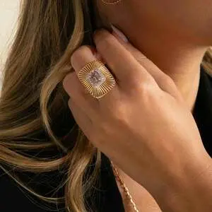 Duniya Prakash Square Ring With Morganite And Diamonds