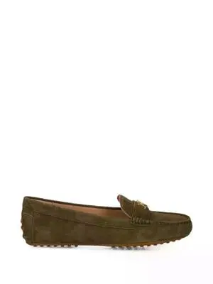 Ralph Lauren Logo Plaque Suede Loafers - Green