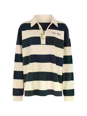 Love Stories Striped Long-sleeve Polo Shirt - Blue