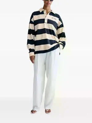 Love Stories Striped Long-sleeve Polo Shirt