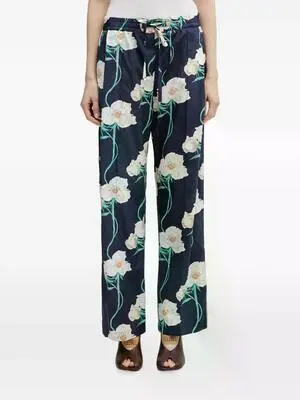 Kenzo Floral Print Drawstring Trousers - Blue
