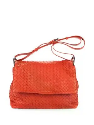 Bottega Veneta Intrecciato Weave Flap Shoulder Bag - Orange