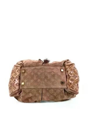 LOUIS VUITTON Irene Handbag Monogram Embossed Suede And Patent Shoulder Bag