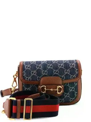 Gucci Horsebit 1955 Gg Denim Mini Shoulder Bag - Blue