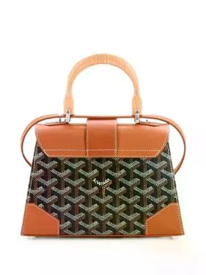 Goyard Structured Saigon Top Handle Bag In Coated Canvas With Leather Mini Satchel