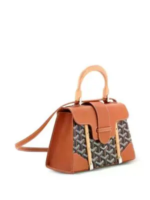 Goyard Structured Saigon Top Handle Bag In Coated Canvas With Leather Mini Satchel - Brown