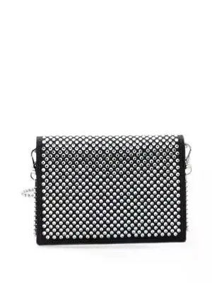 Prada Flap Card Holder With Chain Satin With Crystals Crossbody Bag