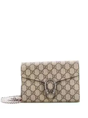 Gucci Dionysus Chain Wallet Gg Coated Canvas Small Crossbody Bag - Brown