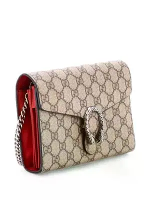 Gucci Dionysus Chain Wallet Gg Coated Canvas Small Crossbody Bag - Brown