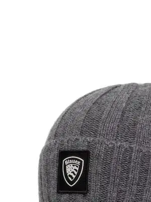BLAUER. Logo Patch Beanie - Grey