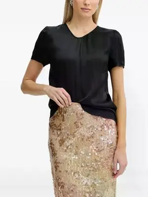 FRACOMINA Short-sleeve V-neck Blouse - Black