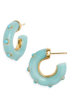 Nest Jewelry Amazonite Turquoise Hoop Earrings - Green