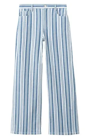 Mango Stripe Stretch Cotton Straight Leg Pants