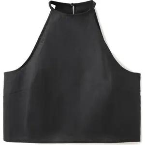 Mango Sleeveless Linen Blend Top - Black