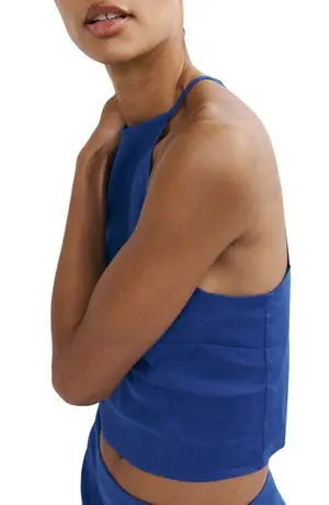 Mango Sleeveless Linen Blend Top