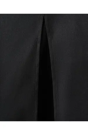 Mango Stretch Linen & Cotton Blend Midi Skirt With Side Slit - Black