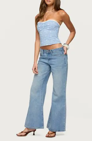 EDIKTED Zeffey Eyelet Strapless Corset Top