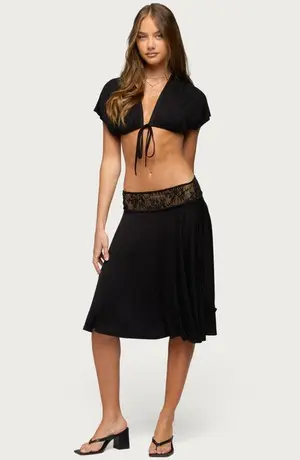 EDIKTED Winonah Lace Waistband A-line Skirt