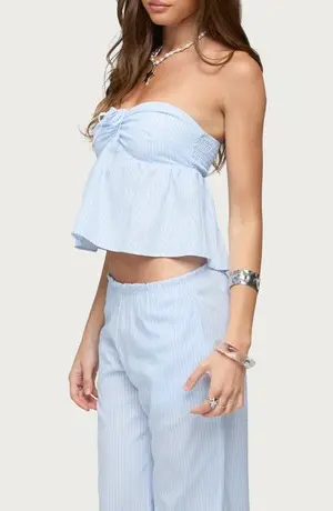 EDIKTED Cersei Stripe Strapless Top