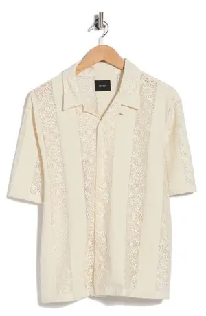 PACSUN Dexter Lace Panel Button-up Camp Shirt