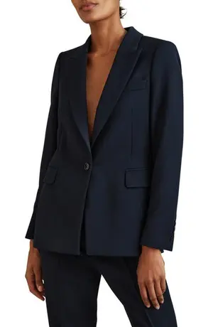 REISS Gabi Peak Lapel Blazer - Black