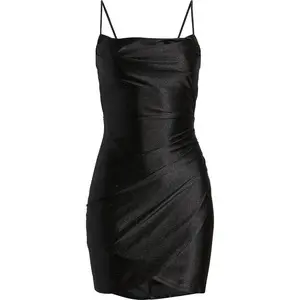 EMERALD SUNDAE Glitter Satin Minidress - Black