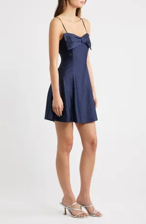 EMERALD SUNDAE Glitter Bow Front Sleeveless Mini Dress