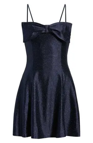 EMERALD SUNDAE Glitter Bow Front Sleeveless Mini Dress