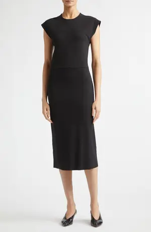 JIL SANDER Back Slit Midi Dress - Black