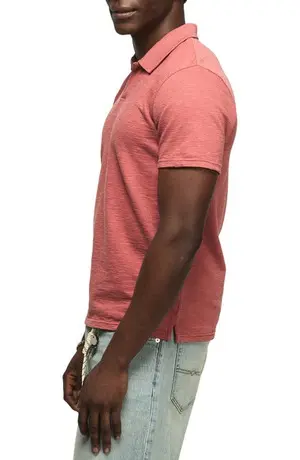 Lucky Brand Johnny Collar Slub Jacquard Polo - Cowhide