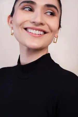 ZYNNIA COLLECTIVE Pearl Frame Hoop Earrings In 18k -plated Sterling Silver