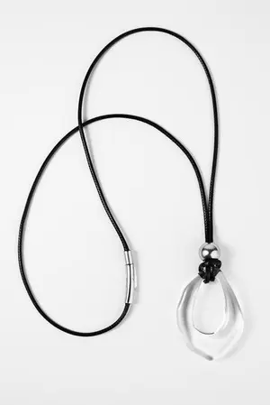 ZYNNIA COLLECTIVE See Through Sphere Cord Necklace Silver