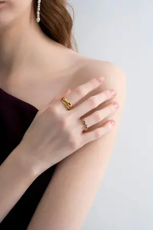 ZYNNIA COLLECTIVE Open Duo Ring - Gold