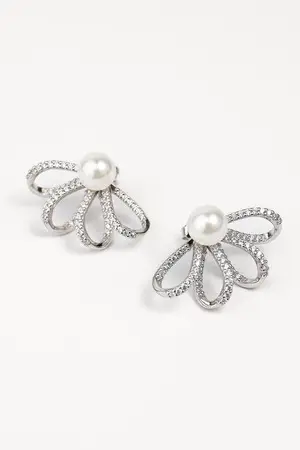 ZYNNIA COLLECTIVE Half Bloom Earrings - Silver