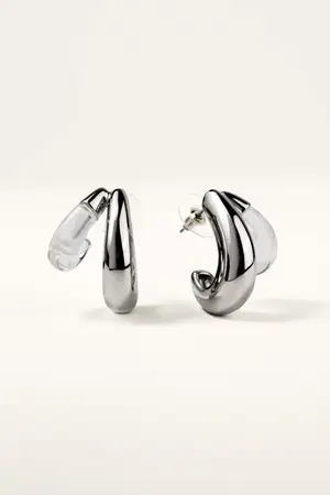 ZYNNIA COLLECTIVE Double Take Hoops - Silver