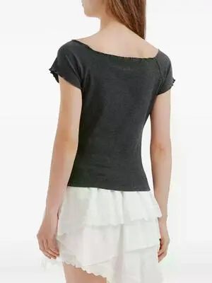 B+AB Lettuce Trim Rhinestone-embellished T-shirt - Grey