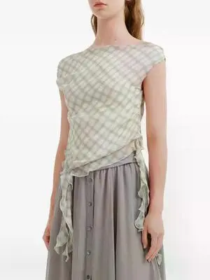 B+AB Check Pattern Ruffled Top