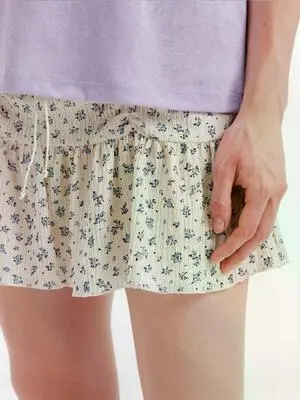 B+AB Floral Print Ruched Skirt