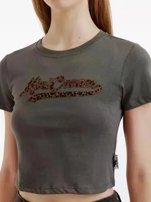 MINI CREAM Leopard-print Logo Patch T-shirt
