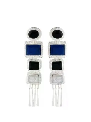 Boheme Nefertiti Gemstone-embellished Drop Earrings - Silver