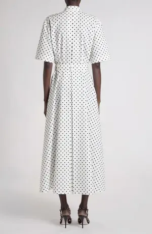 Valentino Garavani Polka Dot Cotton Poplin Shirtdress With Scarf Tie - White/black