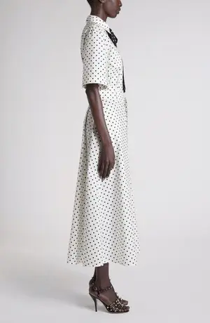 Valentino Garavani Polka Dot Cotton Poplin Shirtdress With Scarf Tie - White/black