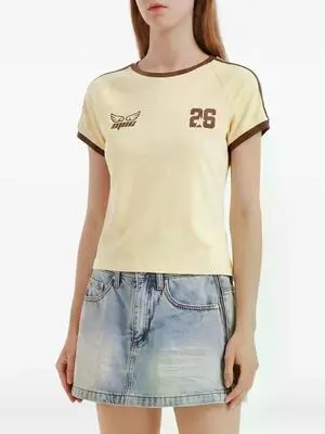 MINI CREAM Contrast-trim Raglan Sleeve T-shirt